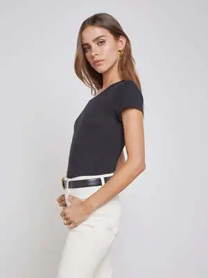 L'Agence Cory Cotton Scoopneck T-shirt - Black