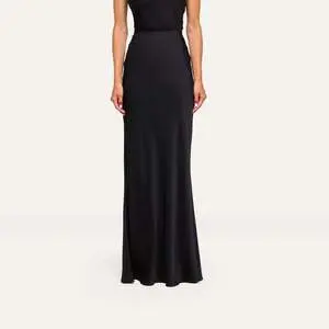 L'Agence Zeta Satin Maxi Skirt - Black