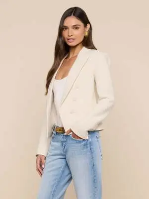 L'Agence Brooke Tweed Blazer - Ecru
