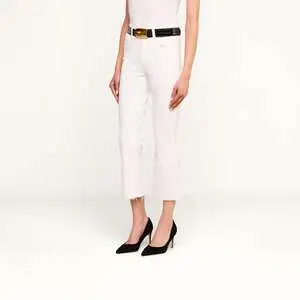 L'Agence Kendra Cropped Flare Jean - Blanc