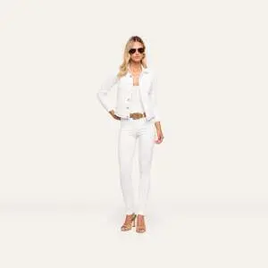 L'AGENCE Celine Denim Jacket - Blanc Destruct