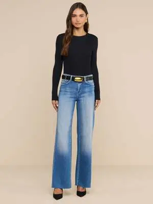 L'Agence Tess Long Sleeve T-shirt - Black Micro Modal