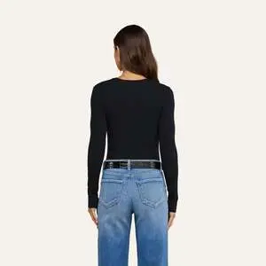 L'Agence Tess Long Sleeve T-shirt - Black Micro Modal