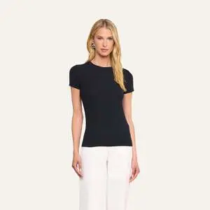 L'Agence Ressi Micro-rib T-shirt - Black Micro Modal
