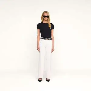 L'Agence Ressi Micro-rib T-shirt - Black Micro Modal