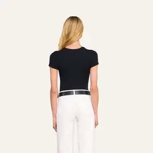 L'Agence Ressi Micro-rib T-shirt - Black Micro Modal