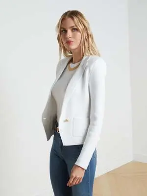 L'Agence Sofia Knit Blazer - White