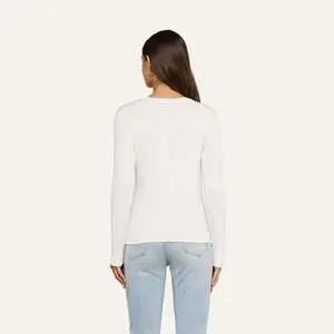 L'Agence Tess Long Sleeve T-shirt - White Micro Modal