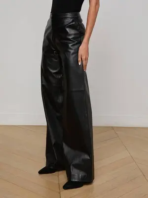 L'Agence Livvy Leather Trouser - Black