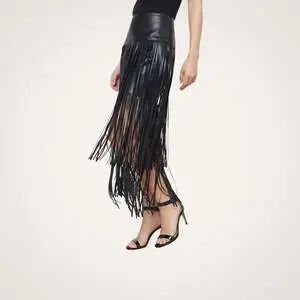 L'Agence Karolina Fringe Skirt - Black
