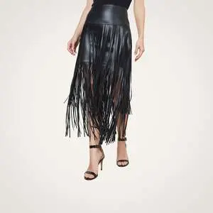 L'Agence Karolina Fringe Skirt - Black