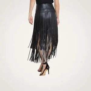 L'Agence Karolina Fringe Skirt - Black