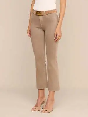 L'Agence Kendra Coated Cropped Flare Jean - Rye Coated