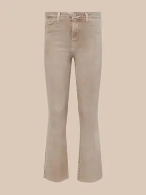 L'Agence Kendra Coated Cropped Flare Jean - Rye Coated