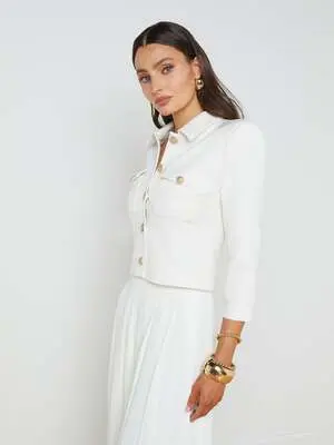 L'Agence Kumi Cropped Jacket - White