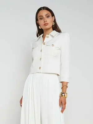 L'Agence Kumi Cropped Jacket - White