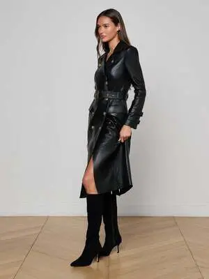 L'Agence Celina Leather Trench Coat