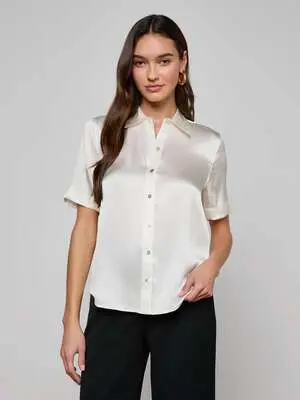 Creme White Silk Blouses