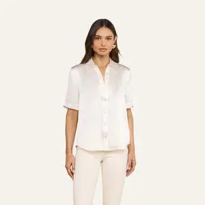 L'AGENCE Ellah Silk Blouse Top - Ivory