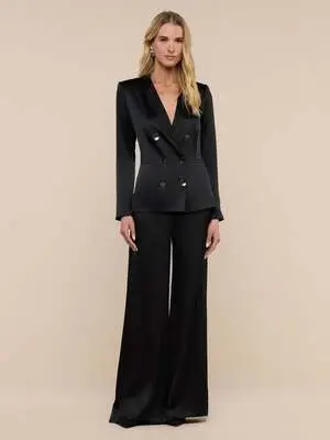 L'Agence Colin Silk Charmeuse Blazer - Black