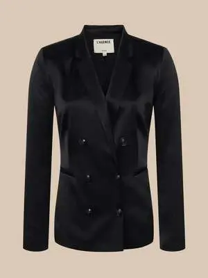L'Agence Colin Silk Charmeuse Blazer - Black