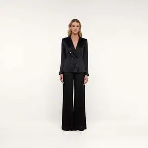 L'Agence Colin Silk Charmeuse Blazer - Black