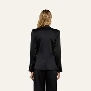 L'Agence Colin Silk Charmeuse Blazer - Black