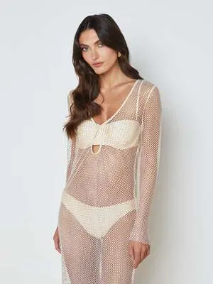 L'Agence Sara Mesh Cover-up Dress - Champagne