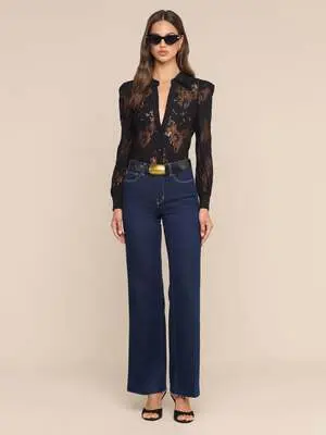 L'Agence Jenica Lace Blouse Top - Black