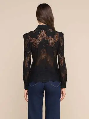 L'Agence Jenica Lace Blouse Top - Black