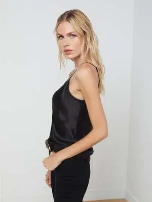 L'Agence Lexi Silk Camisole - Black
