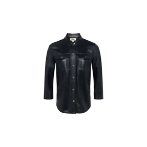 L'AGENCE Avina Leather Shirt - Black