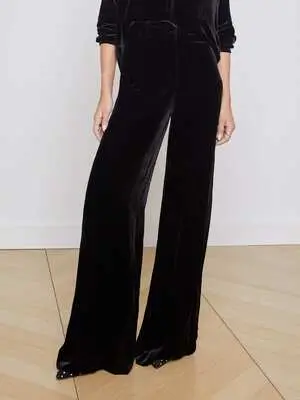 L'Agence Pilar Velvet Wide-leg Pants
