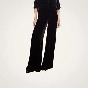 L'AGENCE Pilar Velvet Wide-leg Pants - Black