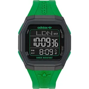 Adidas Tech 1 Gmt Silicone Strap Watch - Green