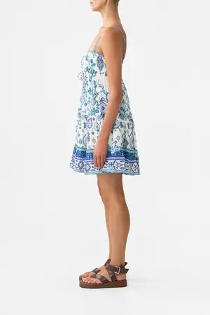 Camilla Gathered Bust Tiered Mini Dress In Exclusive Print