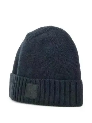 Stone Island Compass Logo Cuff Beanie - Blue