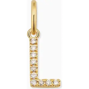 ORADINA 14k Gold Diamond Letter Pendant Charm - Yellow Gold - L