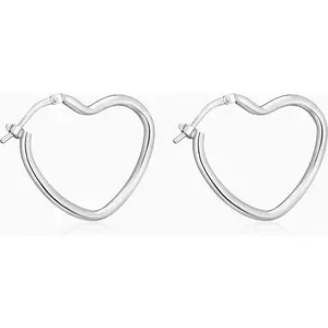 ORADINA Sterling Silver Heart Hoop Earrings Yellow Gold