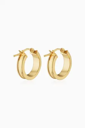 ORADINA 18k Half Pipe Hoop Earrings