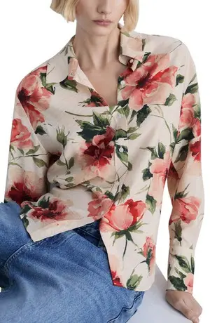 Mango Floral Flowy Button-up Shirt