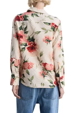 Mango Floral Flowy Button-up Shirt