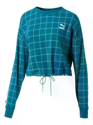 PUMA Grid-pattern Sweatshirt With Drawstring Hem - Blue