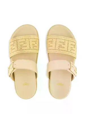 Fendi Feel Buckle Woven Sandals - Neutrals