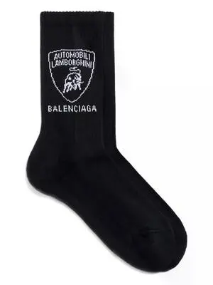 Balenciaga Logo-jacquard Socks - Black