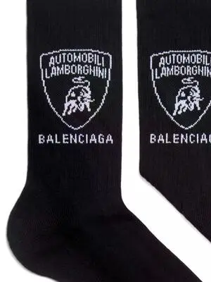 Balenciaga Logo-jacquard Socks - Black