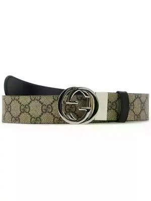Gucci Interlocking G-Buckle Reversible Belt Neutrals
