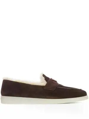 Prada Suede Logo Detail Loafers - Brown
