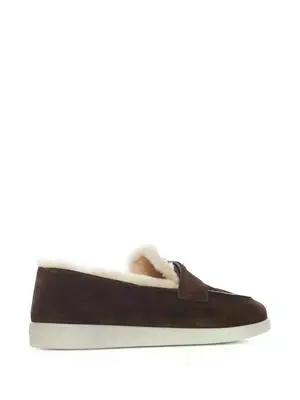 Prada Suede Logo Detail Loafers - Brown