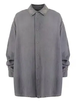 DARKPARK Gathered-sleeve Denim Shirt - Grey